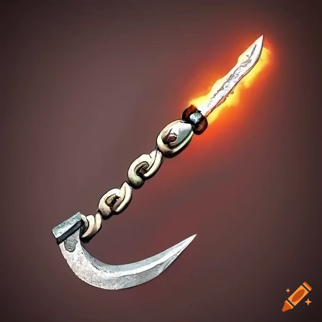 Image of a chain sickle made from Infernium Steel on Craiyon