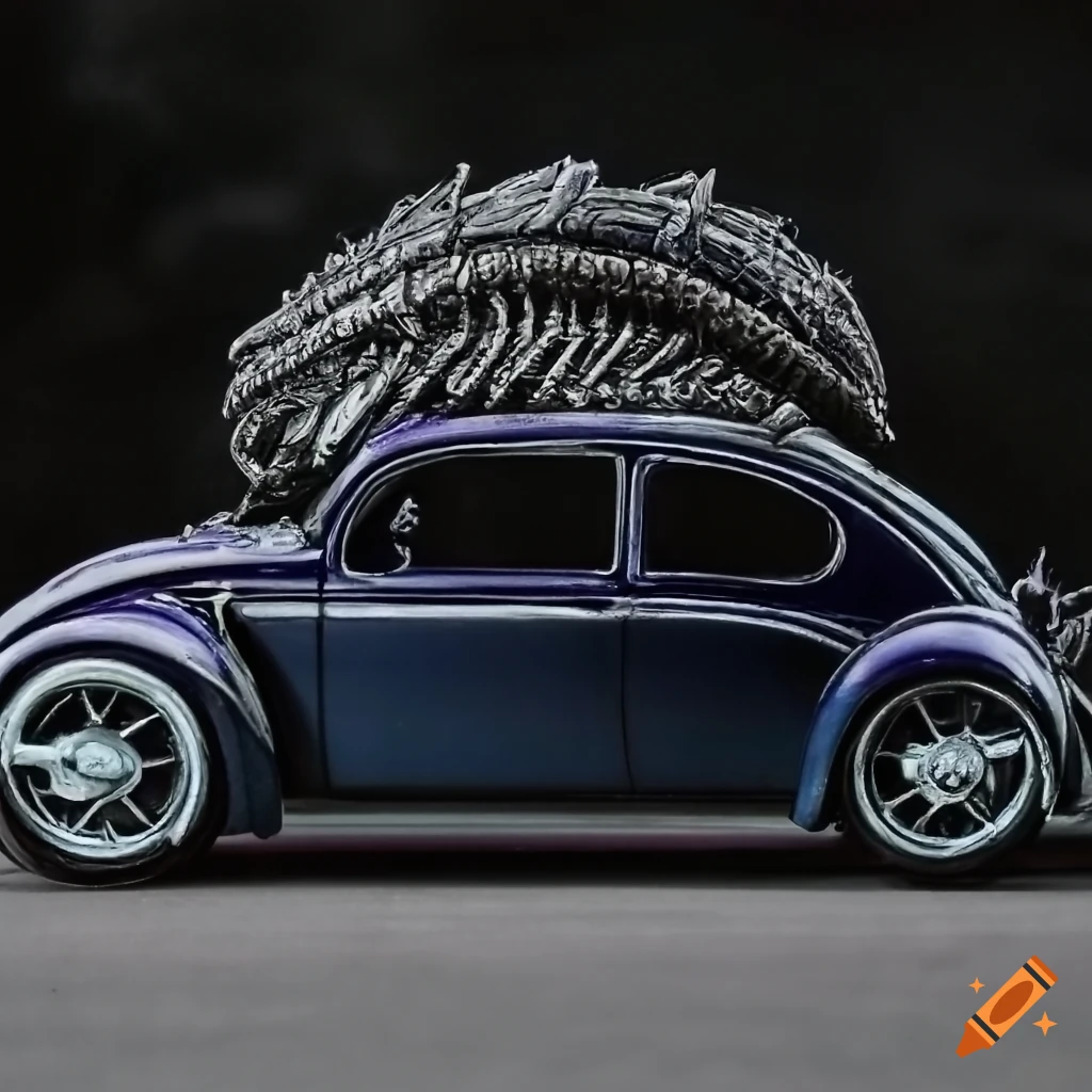 Artistic representation of a VW Beetle with Xenomorph features on Craiyon