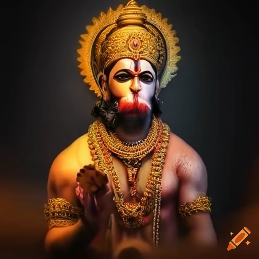 Lord hanuman statue in a powerful pose on Craiyon