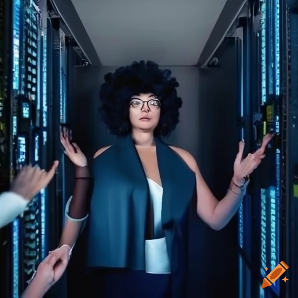 Diverse team of IT professionals collaborating in a modern data center ...