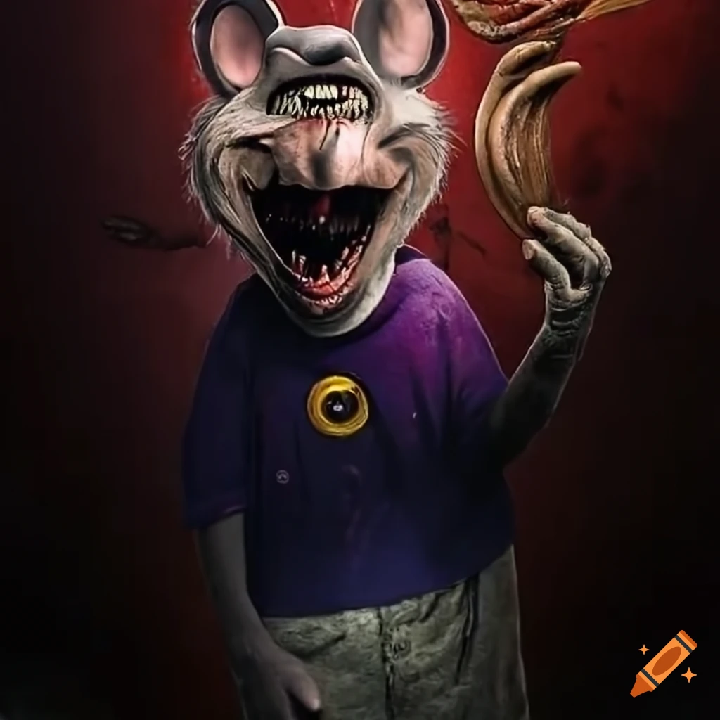 Scary horror movie poster featuring chuck e cheese on Craiyon