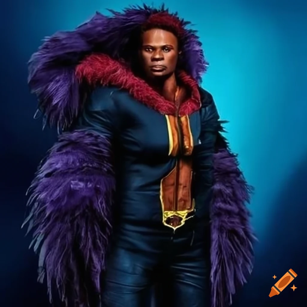 African-American X-Men member with feather jacket on Craiyon