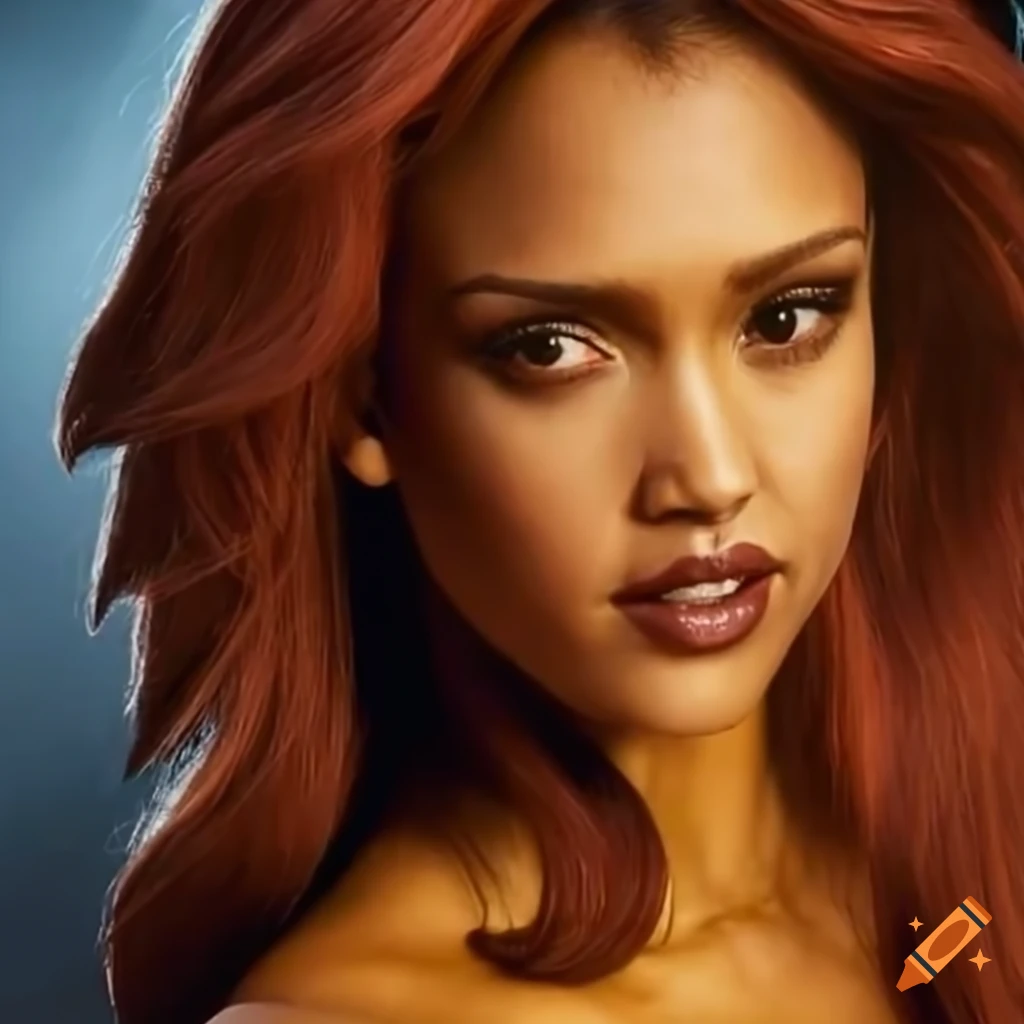 Realistic depiction of Jessica Alba as Tigra from Marvel comics on Craiyon