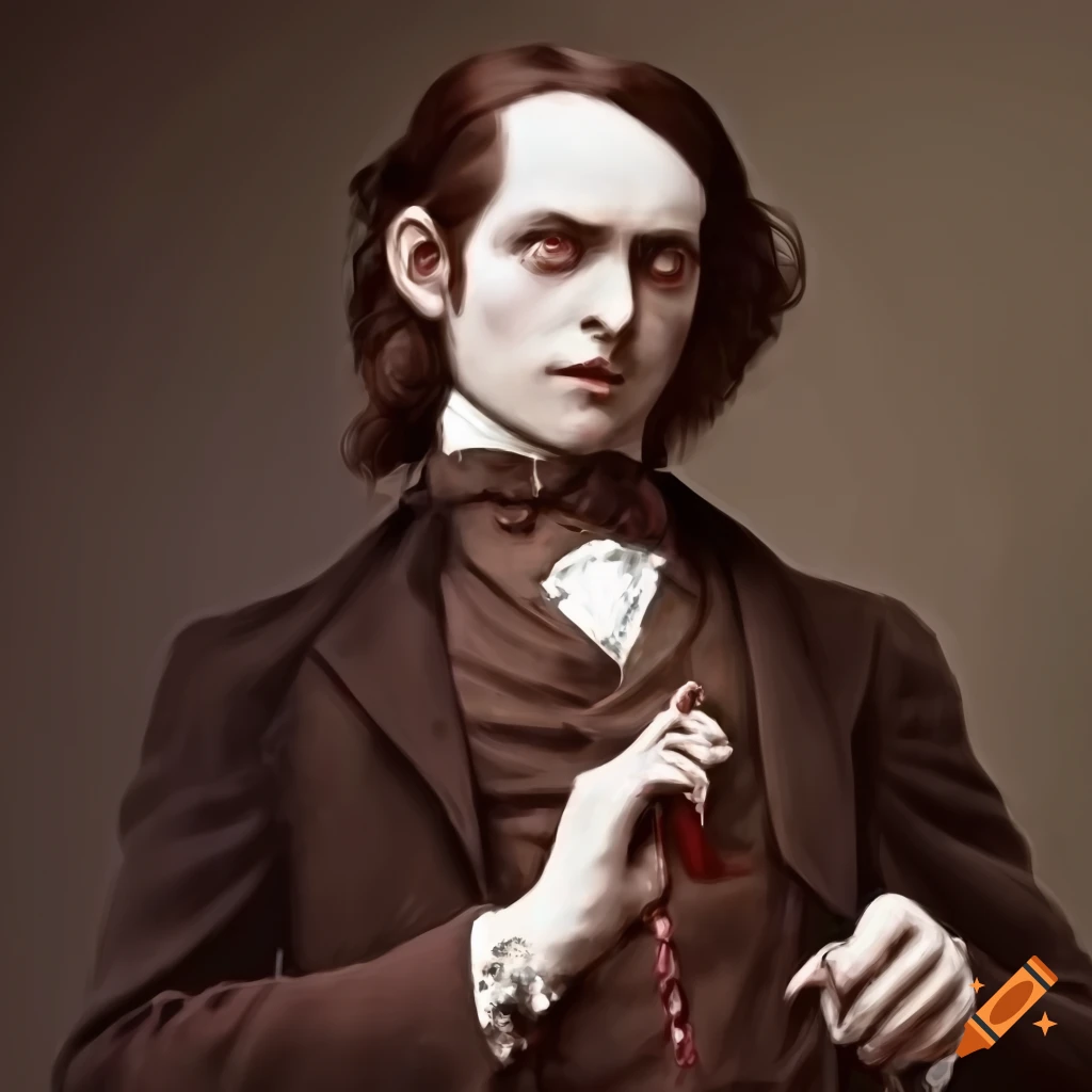 Portrait of a victorian-era male vampire on Craiyon