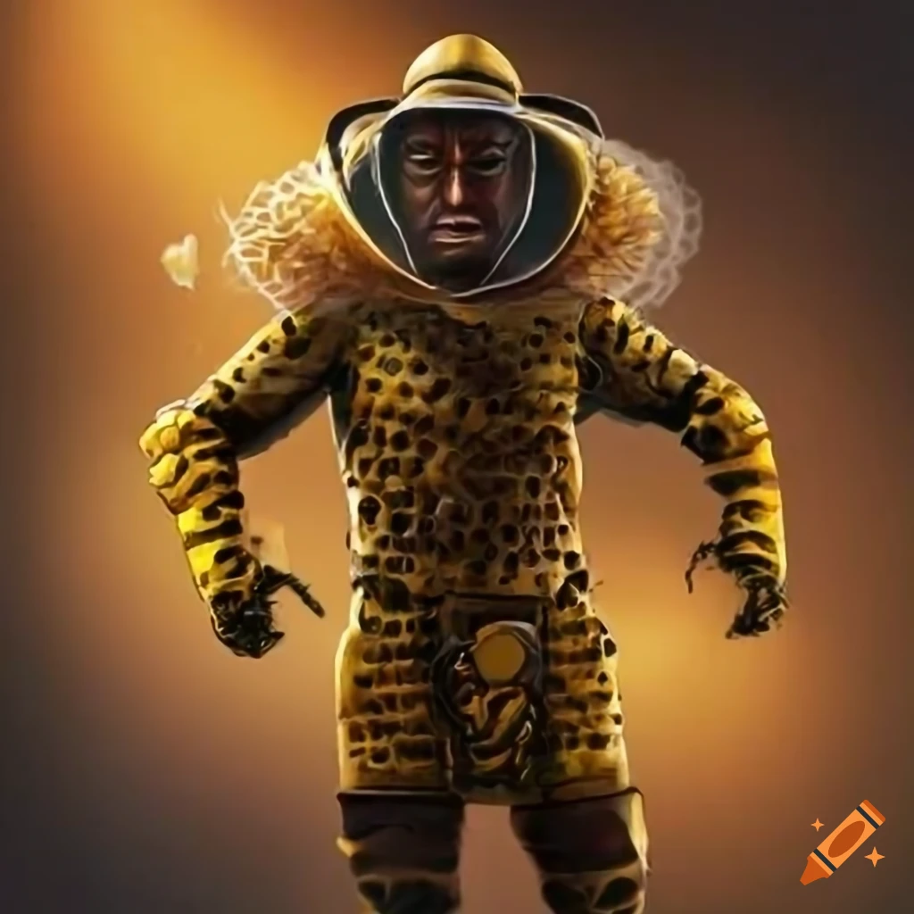 Detailed superhero artwork with bee theme on Craiyon