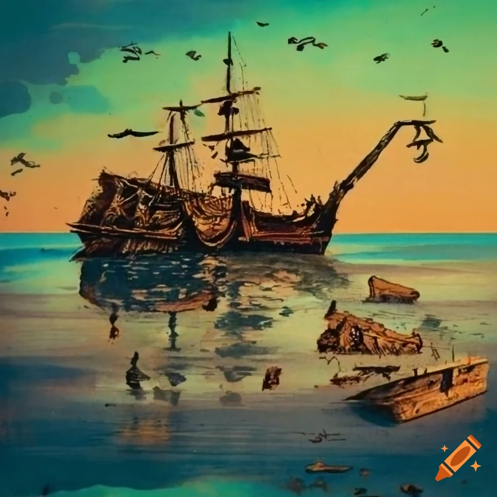 Shipwreck images created on Craiyon