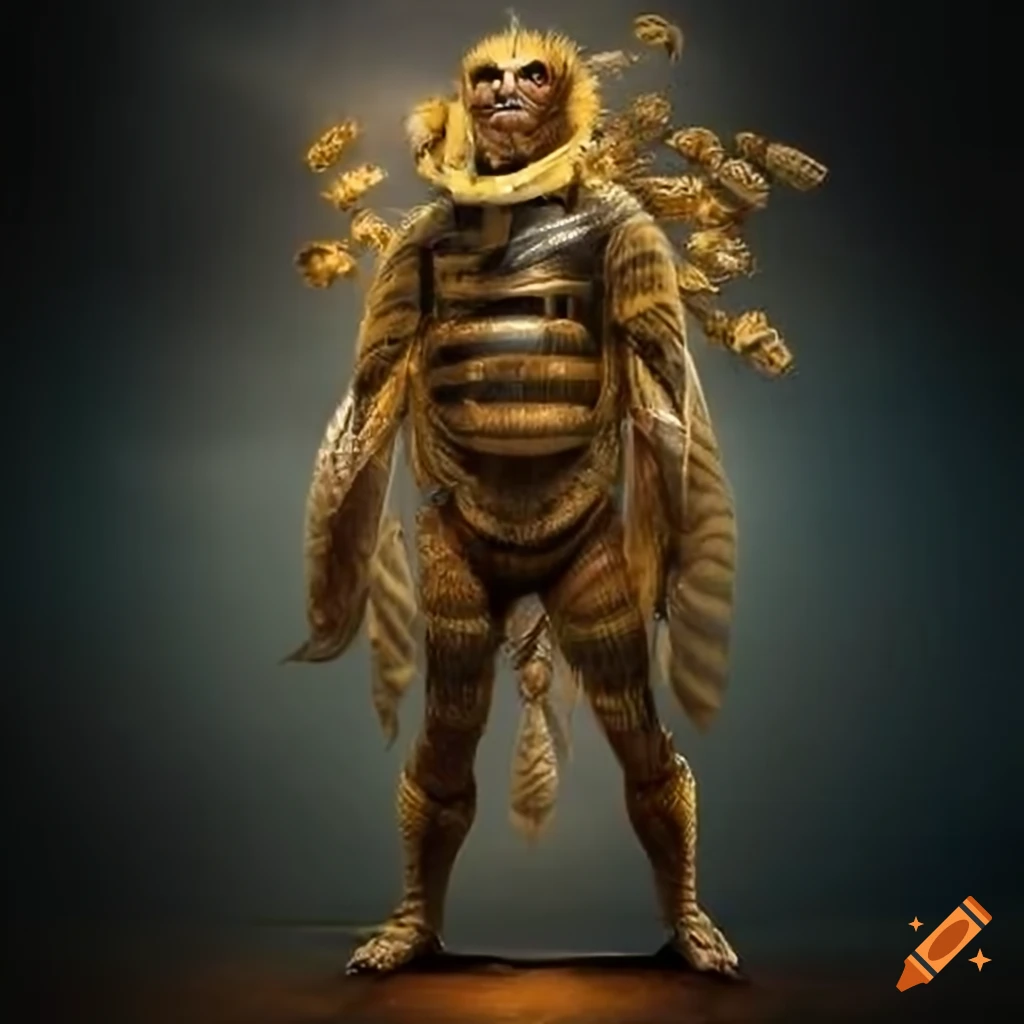 Hyper-realistic picture of a superhero with a bee theme on Craiyon
