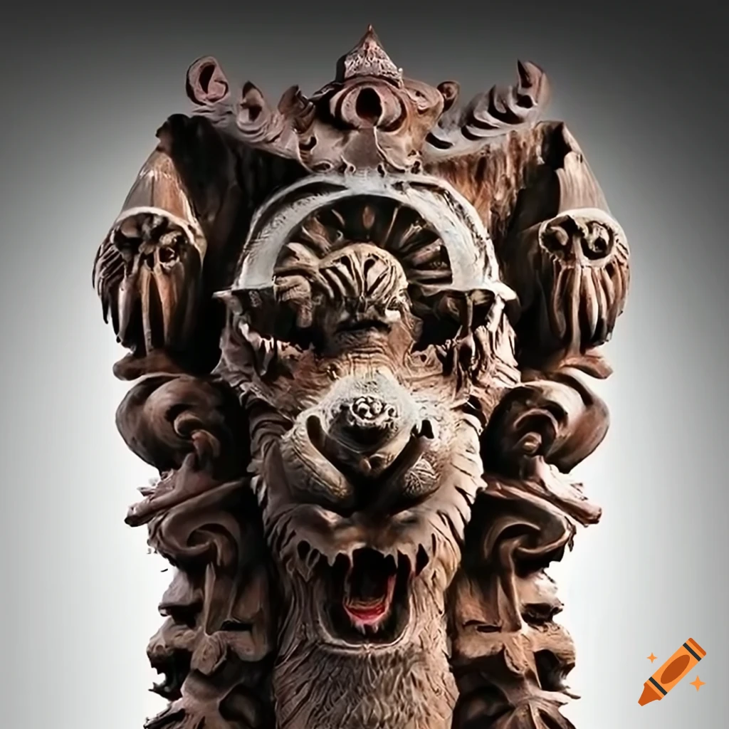 Detailed architectural stave carving artwork on Craiyon