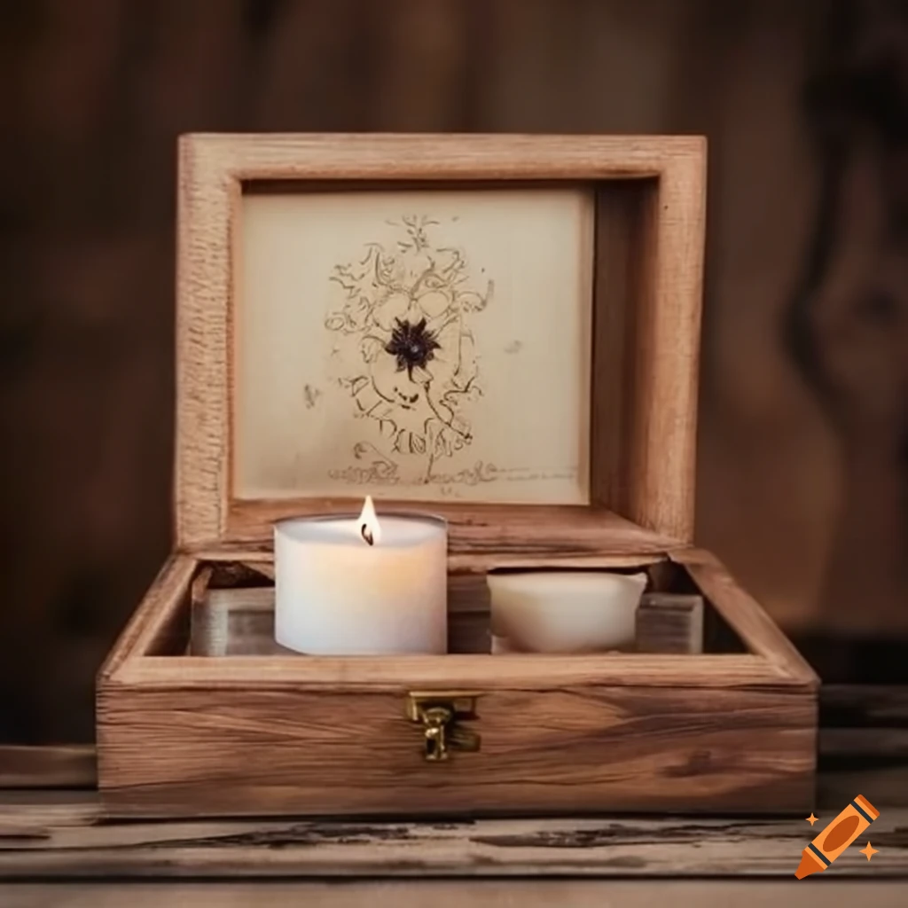 Vintage-inspired wooden candle box on Craiyon