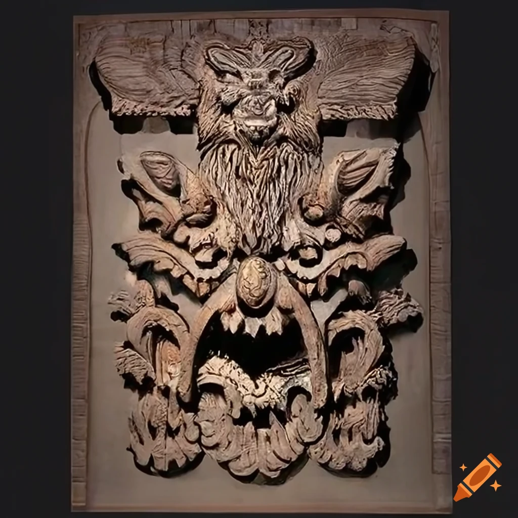Detailed moth werewolf carving artwork on Craiyon