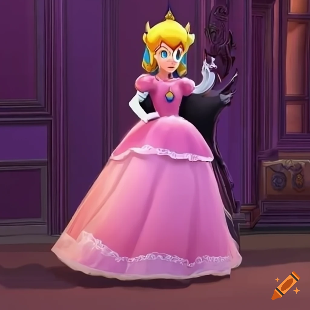 Cosplay of Princess Peach in a beautiful ballgown on Craiyon