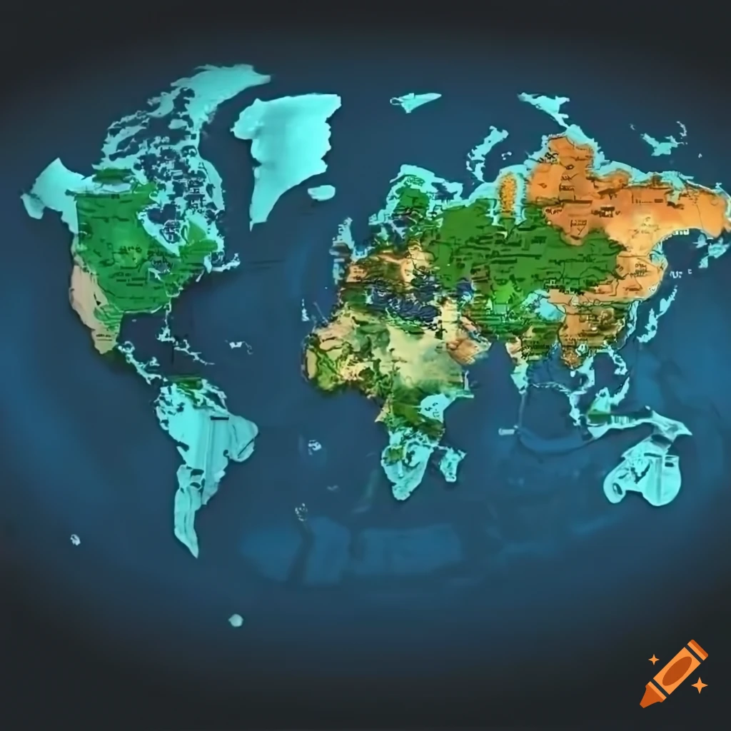 Dynamic world map image on Craiyon