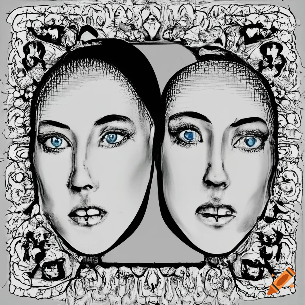 Artistic depiction of three faces in a frame on Craiyon