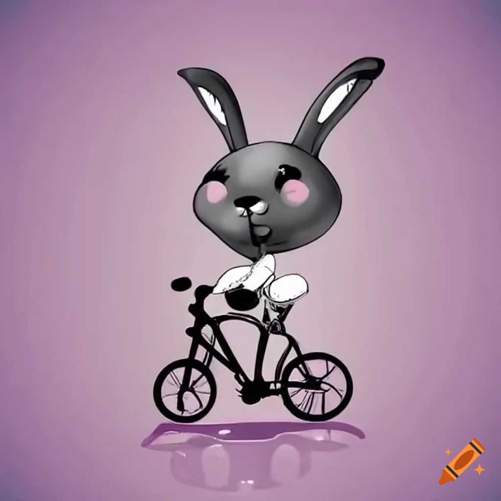 Adorable rabbit riding a bicycle on Craiyon
