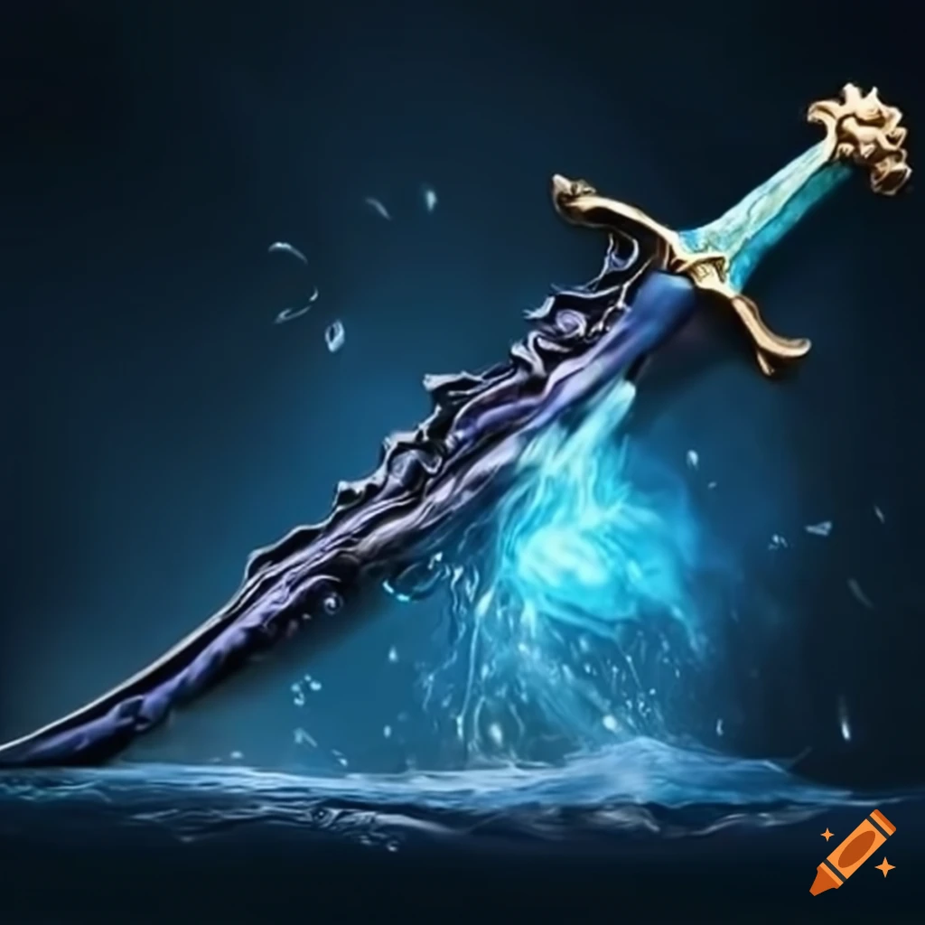 Image of a magical water sword on Craiyon