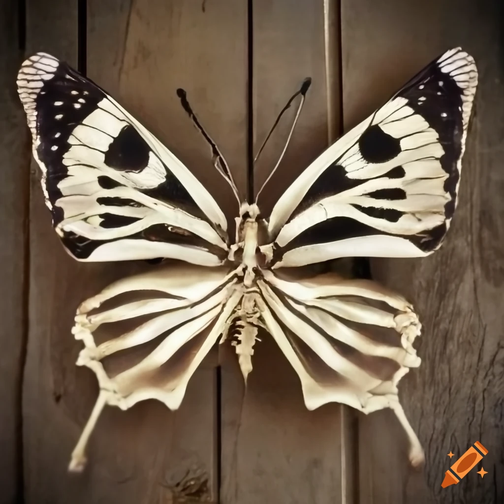 Artistic representation of a skeletal butterfly on Craiyon