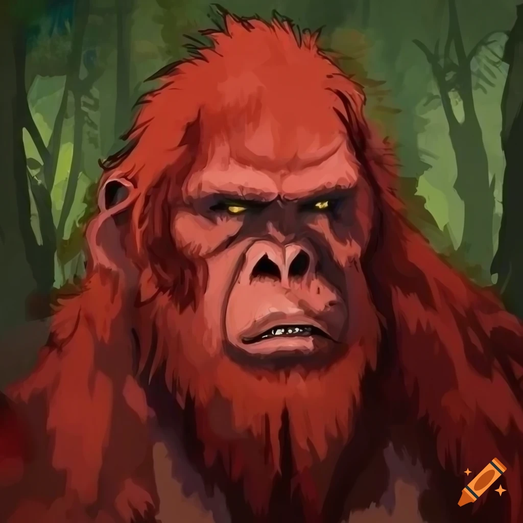 Colorless aquarel of a heroic fantasy bigfoot in the forest on Craiyon