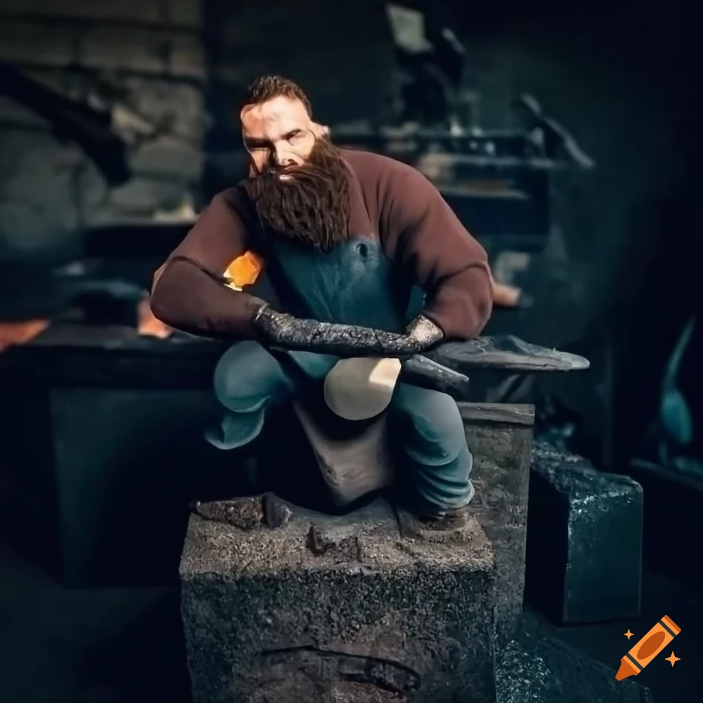 Image of a dwarf blacksmith in a forge on Craiyon