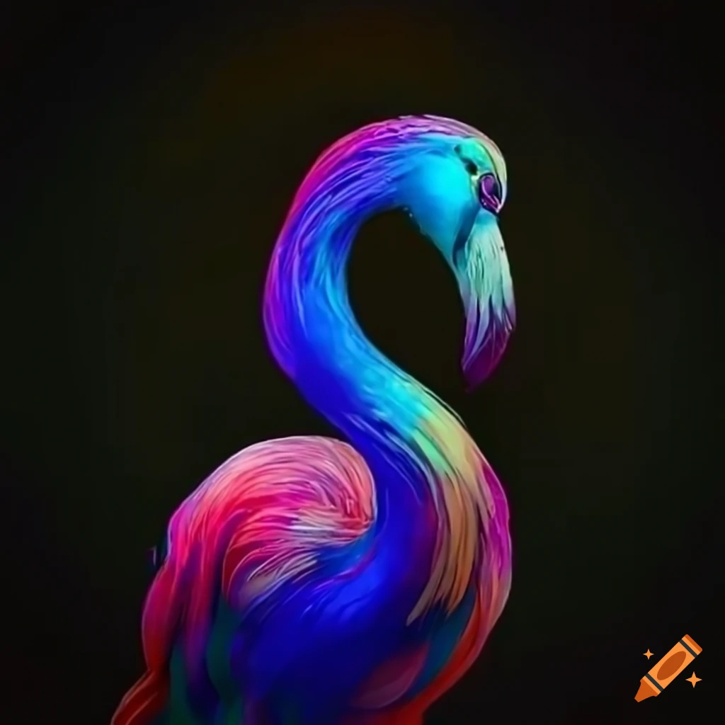 Anime flamingo with iridescent feathers on Craiyon