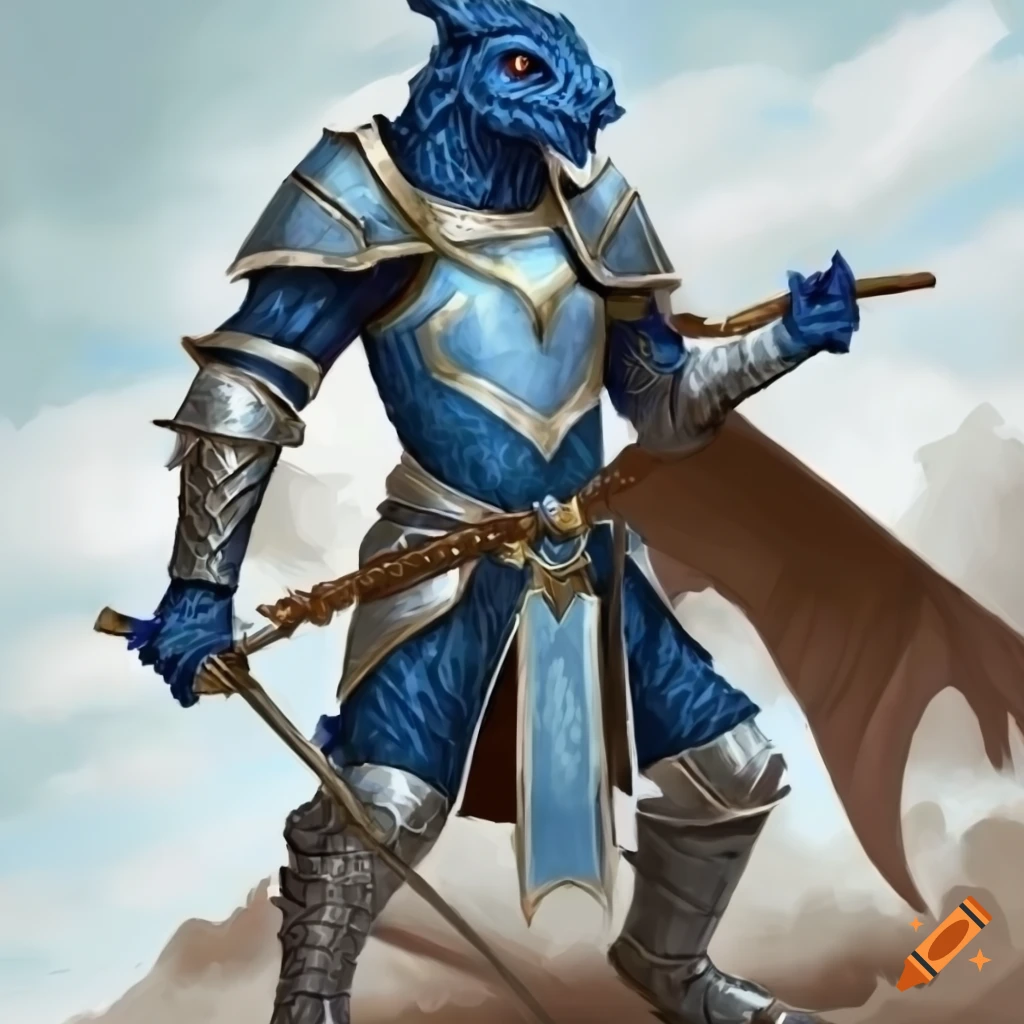 Dragonborn paladin with pearl armor on Craiyon