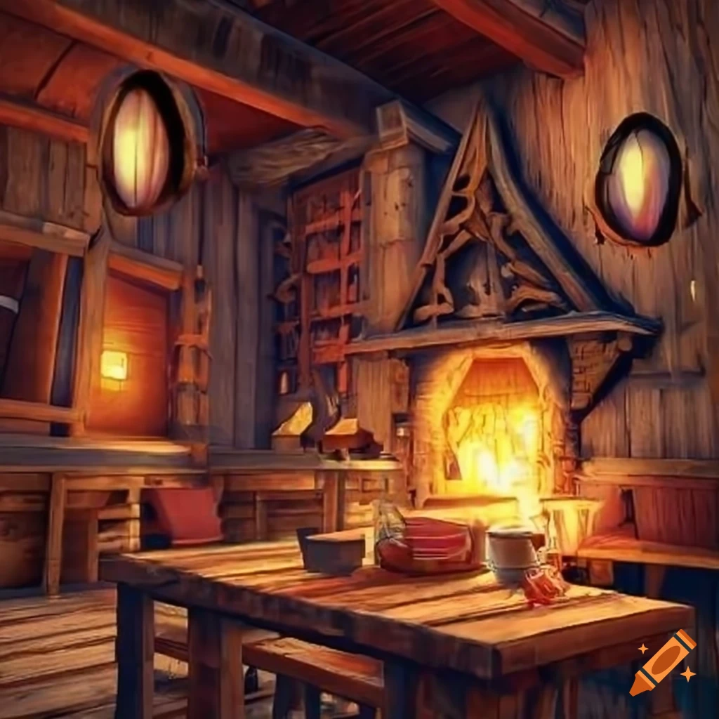 Image of a cozy medieval tavern on Craiyon