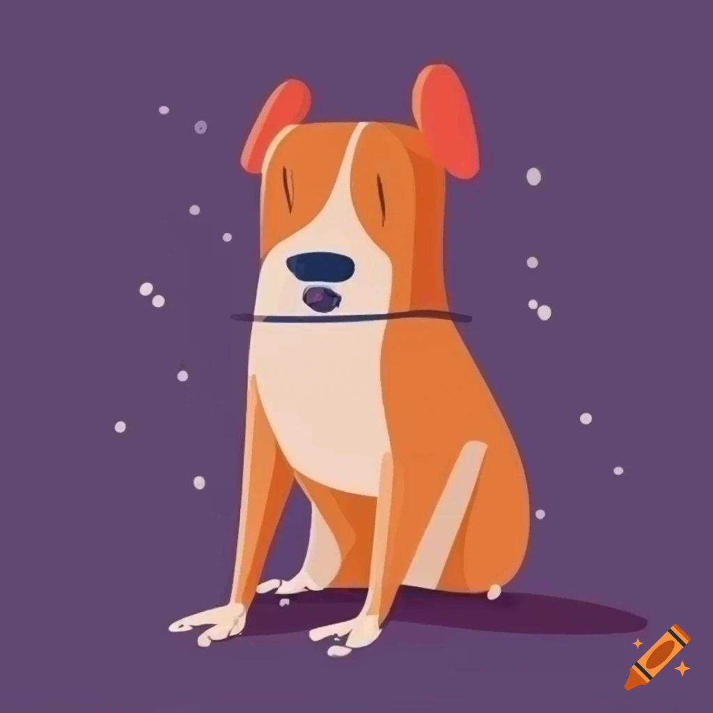 Funny 2d flat design of a playful dog on Craiyon