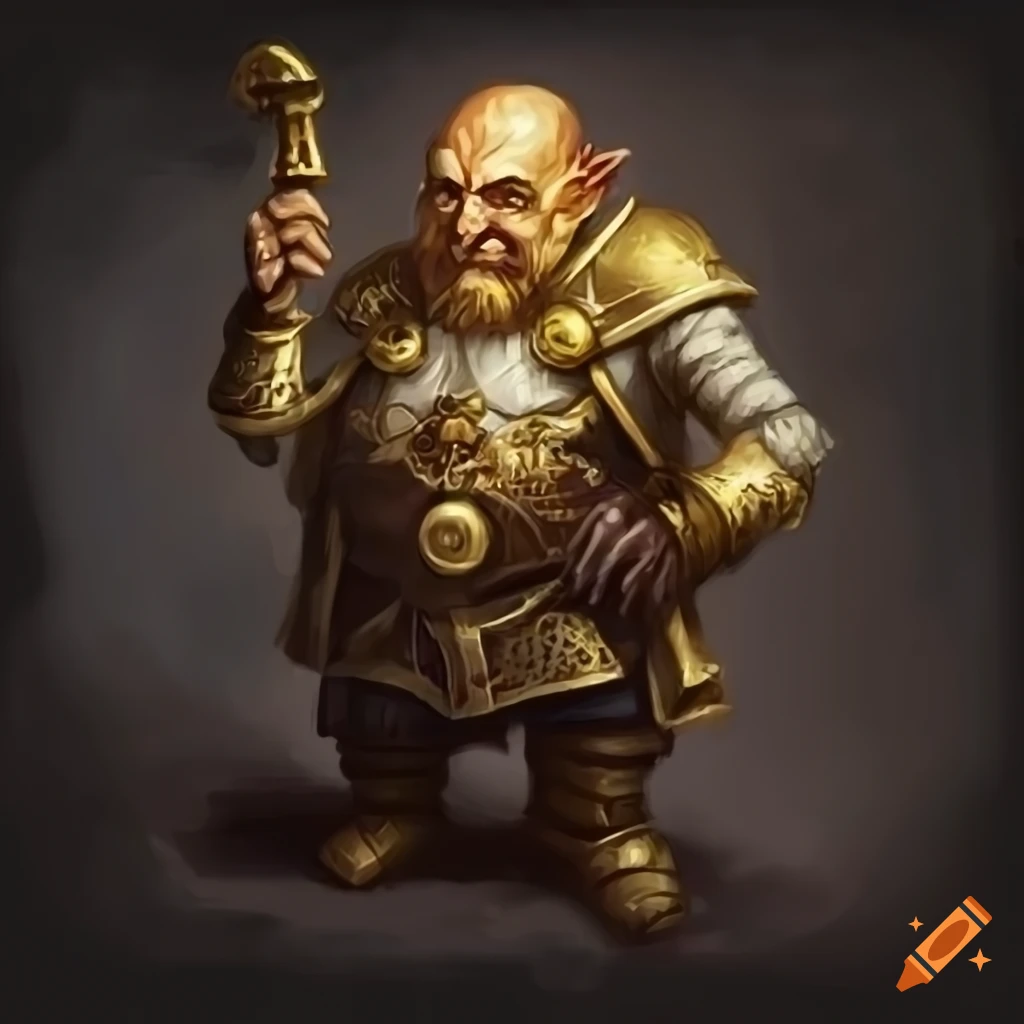 Portrait of a lawful evil dwarf alchemist in a scarred city on Craiyon