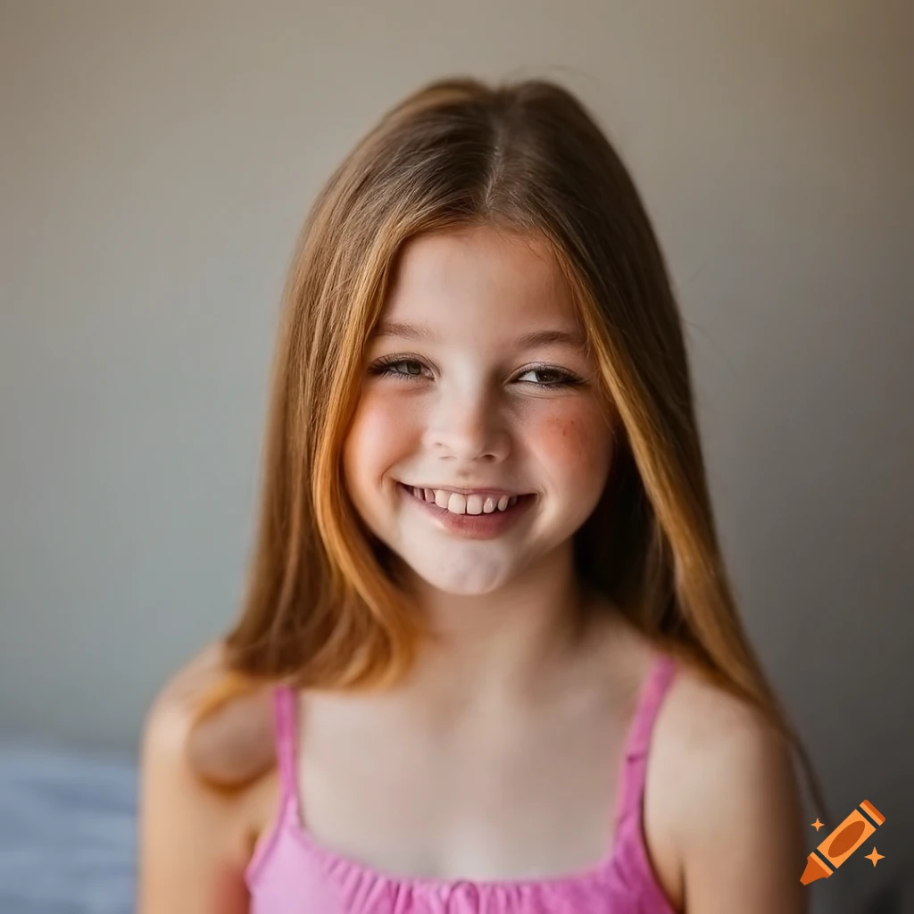Photo-realistic portrait of a freckled tween girl on Craiyon