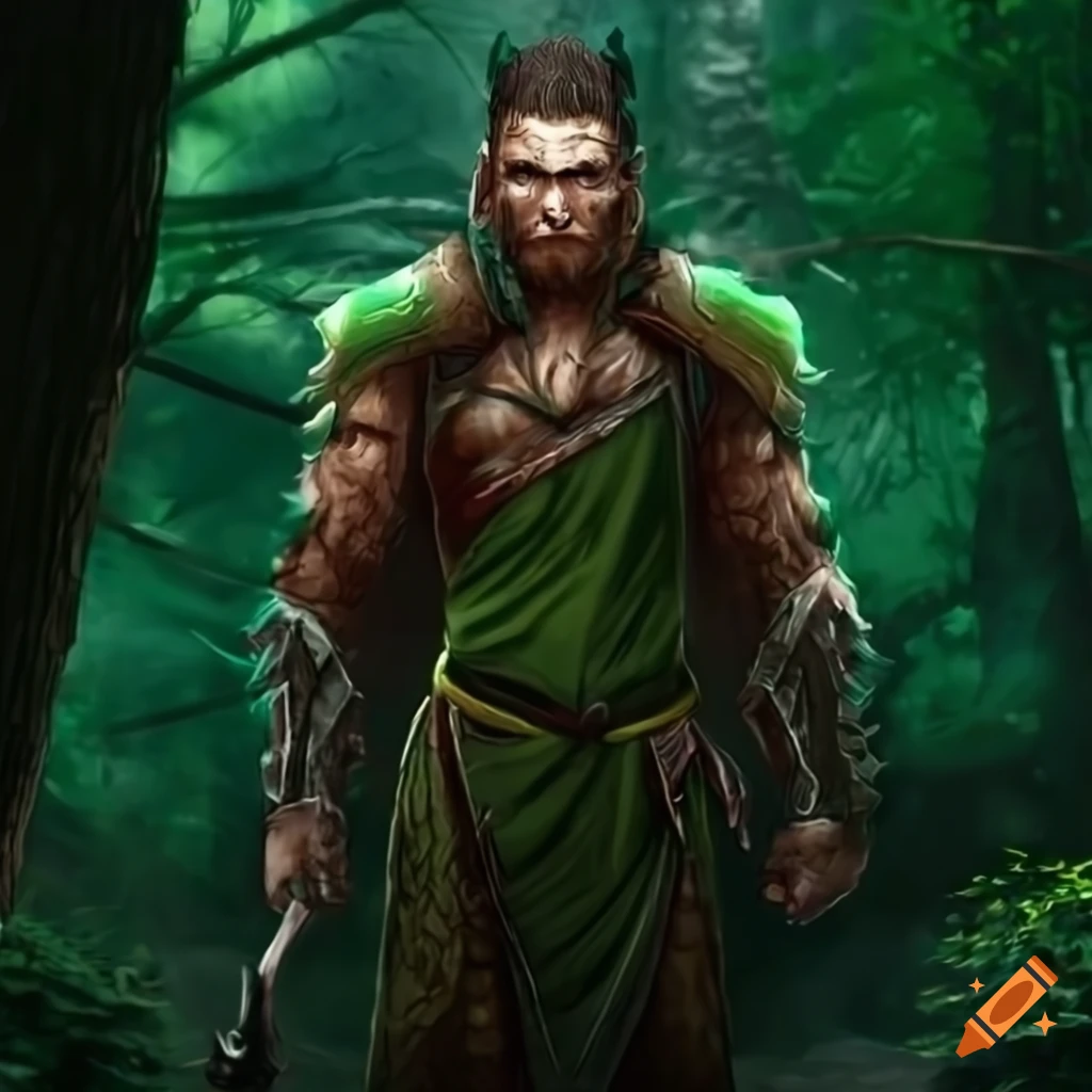 Image of a male tribal warrior in the woods on Craiyon