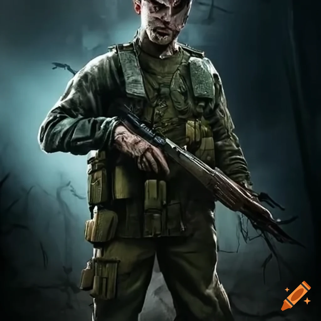 Image of a soldier surviving the zombie apocalypse on Craiyon