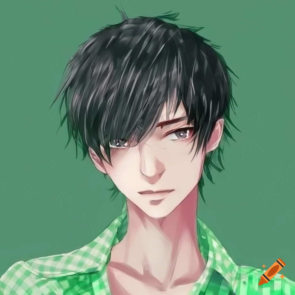Anime character in green-checkered pajamas on Craiyon