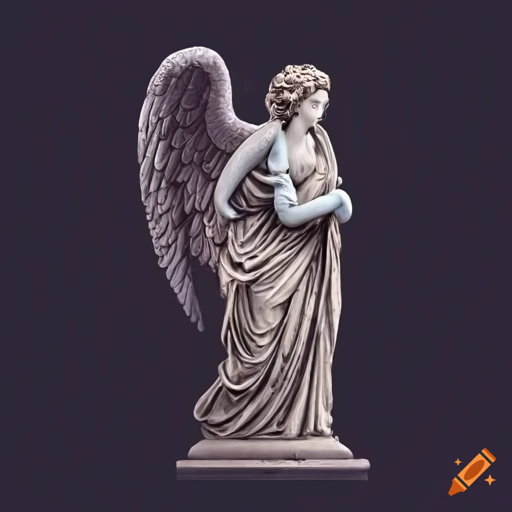 Sinister weeping angel statue in the style of ancient Roman art on Craiyon