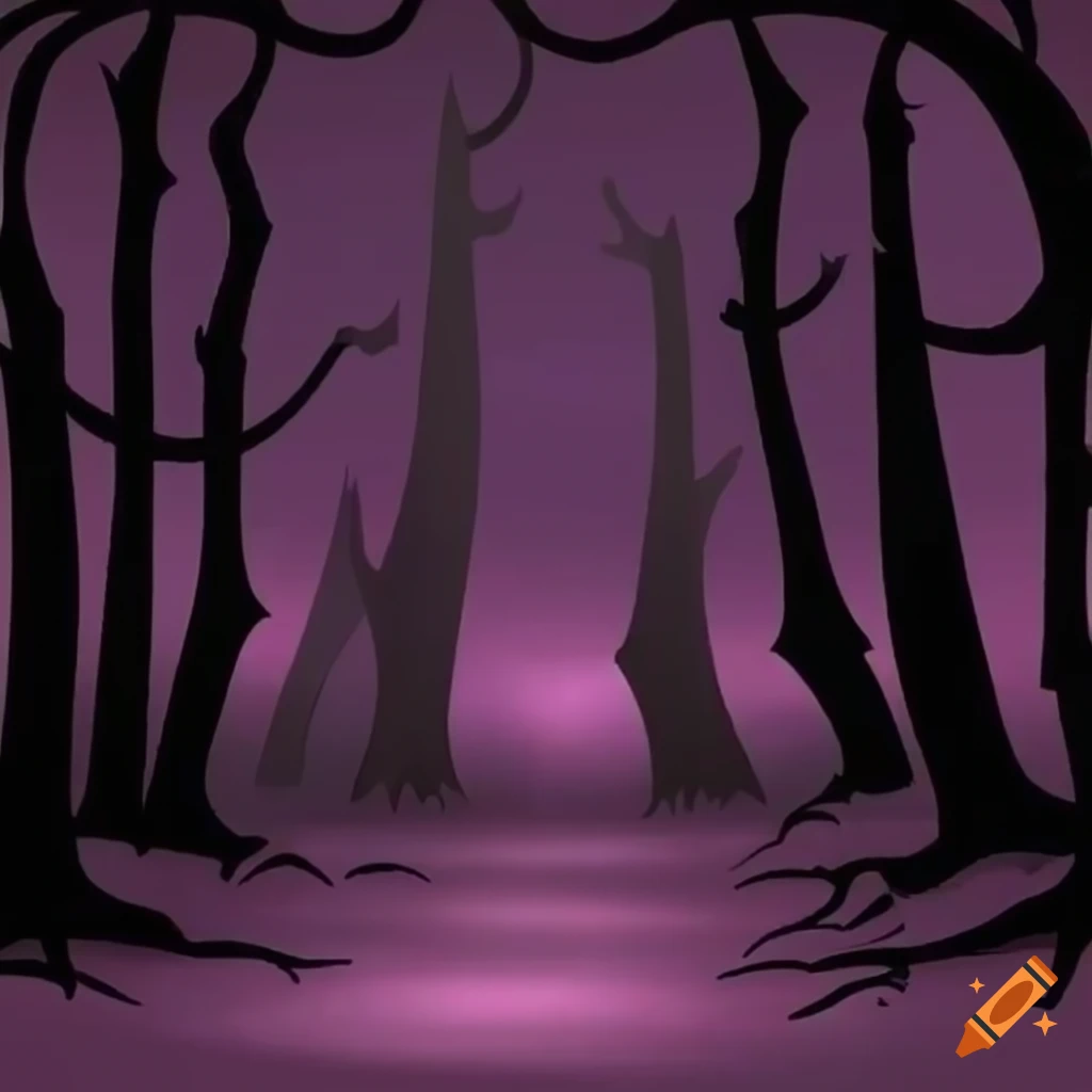 Cartoon spooky forest on Craiyon