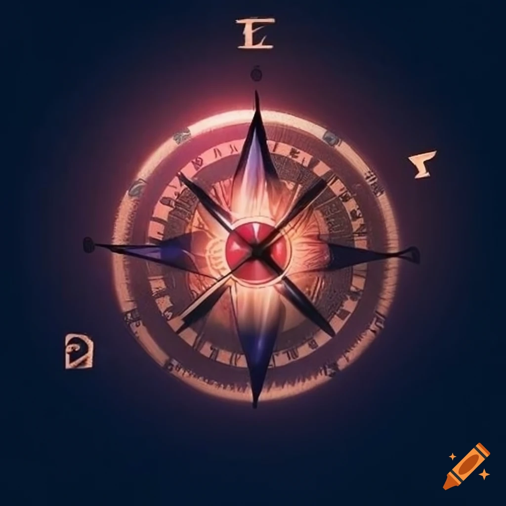 Illustration of a magic compass on Craiyon