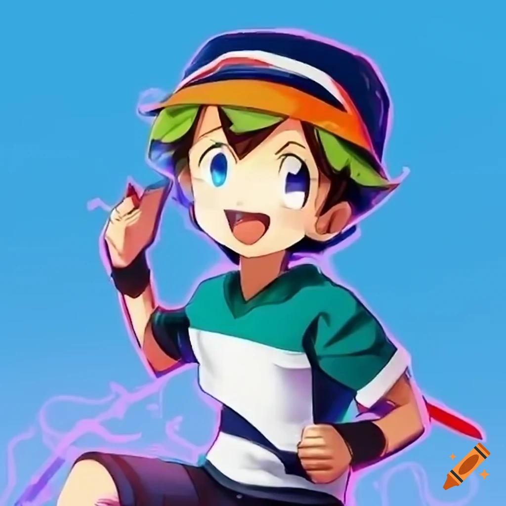 Image of a boy running as a pokemon trainer on Craiyon