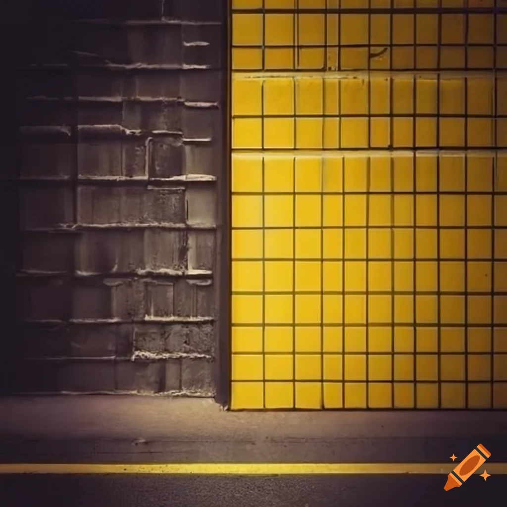 Concrete wall with yellow tiles in the city on Craiyon