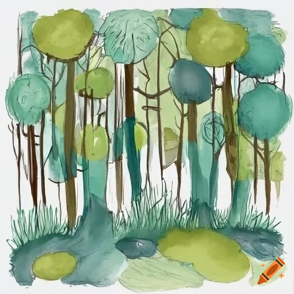 Detailed sketch of a growing forest on Craiyon