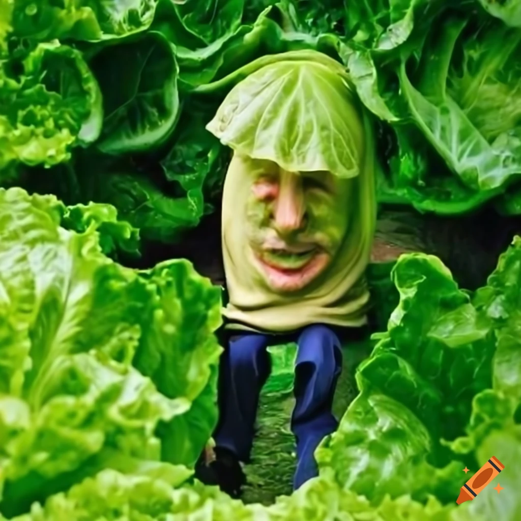 Artistic depiction of a lettuce man on Craiyon