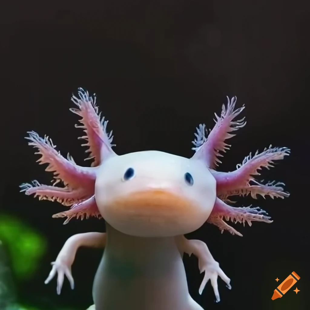 Axolotl with tender eyes in the seabed on Craiyon
