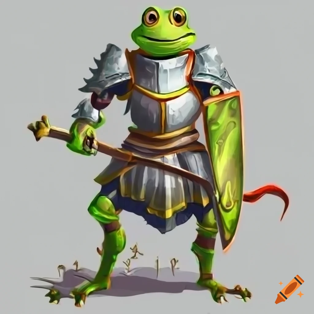 Illustration of a frog in knight armor on Craiyon