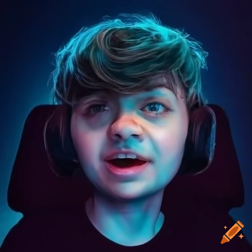 Youtuber creating content at home on Craiyon
