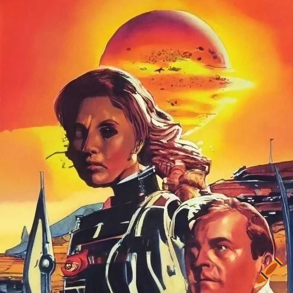 Retro science fiction paperback cover art of a space merchant crew at a ...