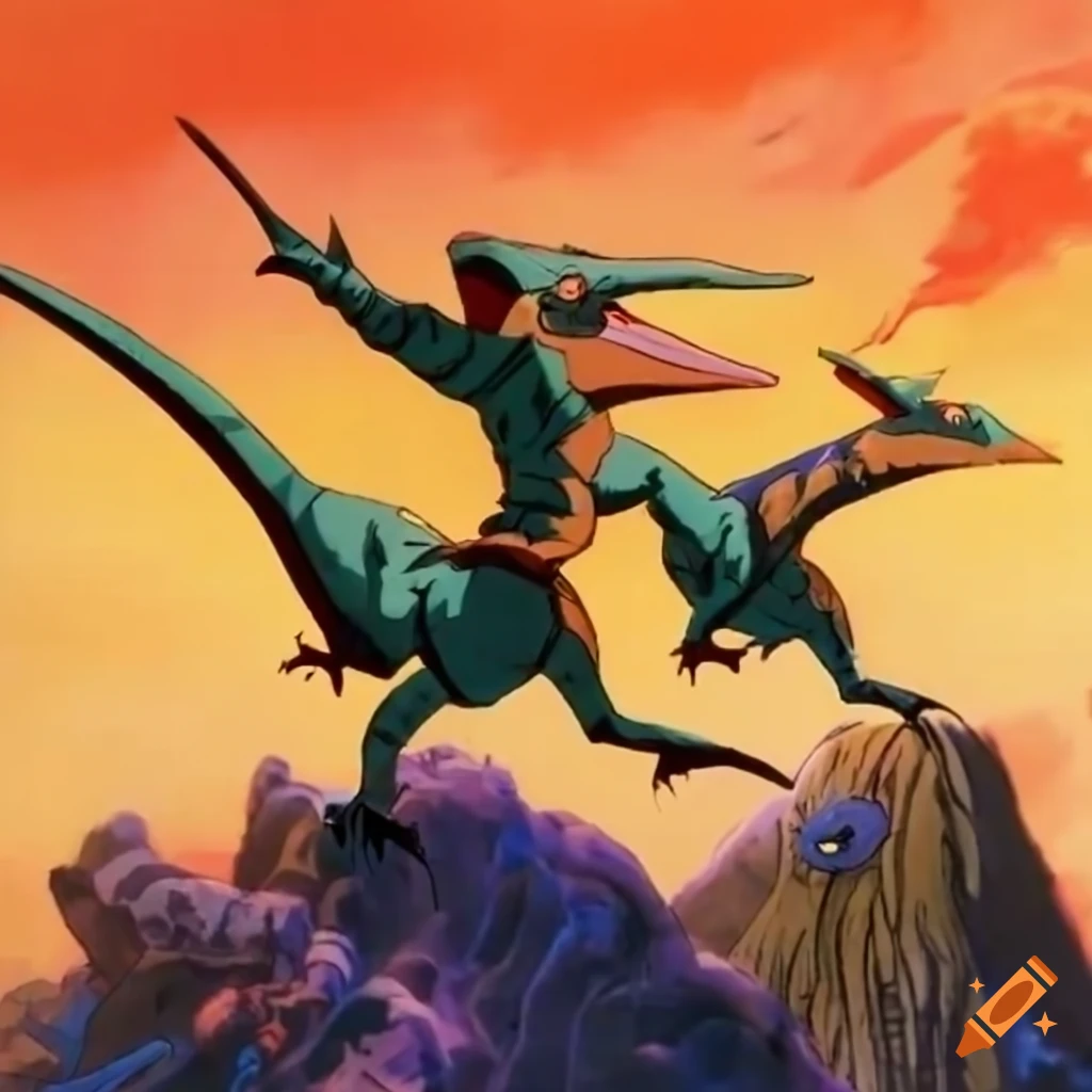 Illustration of a jungle ninja riding a pteranodon-like creature on Craiyon