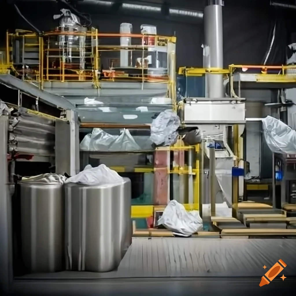 Garbage bag production in a modern factory on Craiyon