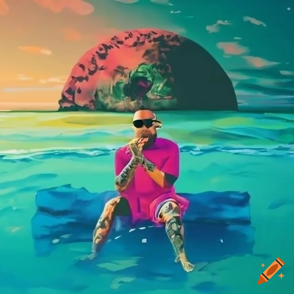 Colorful album cover artwork with Mac Miller, Dababy, Drake, and Travis ...