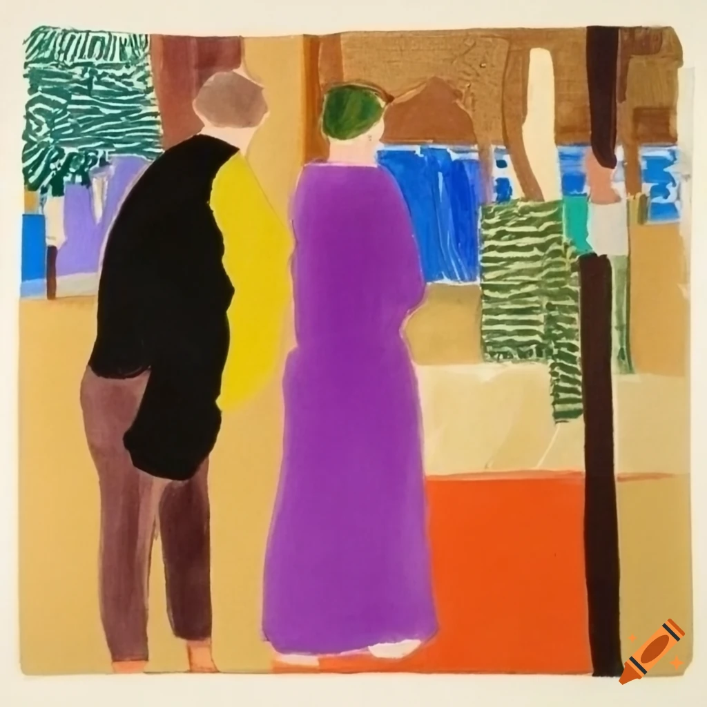 Artistic depiction of family by Georges Braque and David Hockney on Craiyon
