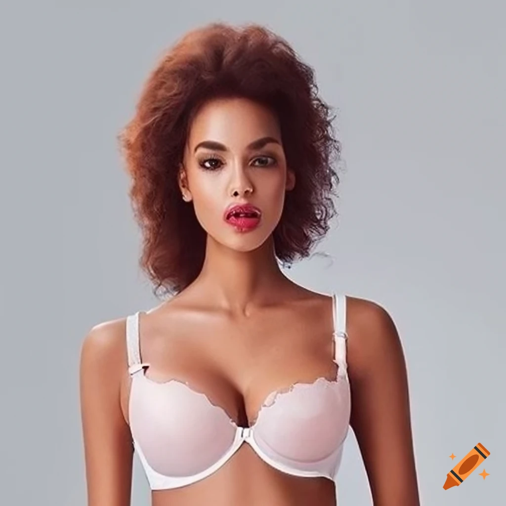 Collection of white lace and pink push-up bras on Craiyon