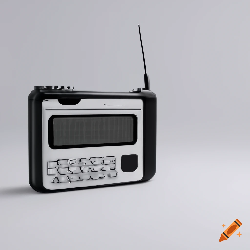 Photorealistic product photo of a handheld radio gadget on Craiyon