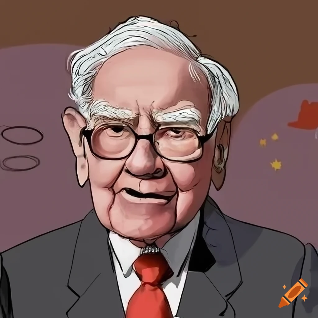 Cartoon illustration of warren buffett on Craiyon