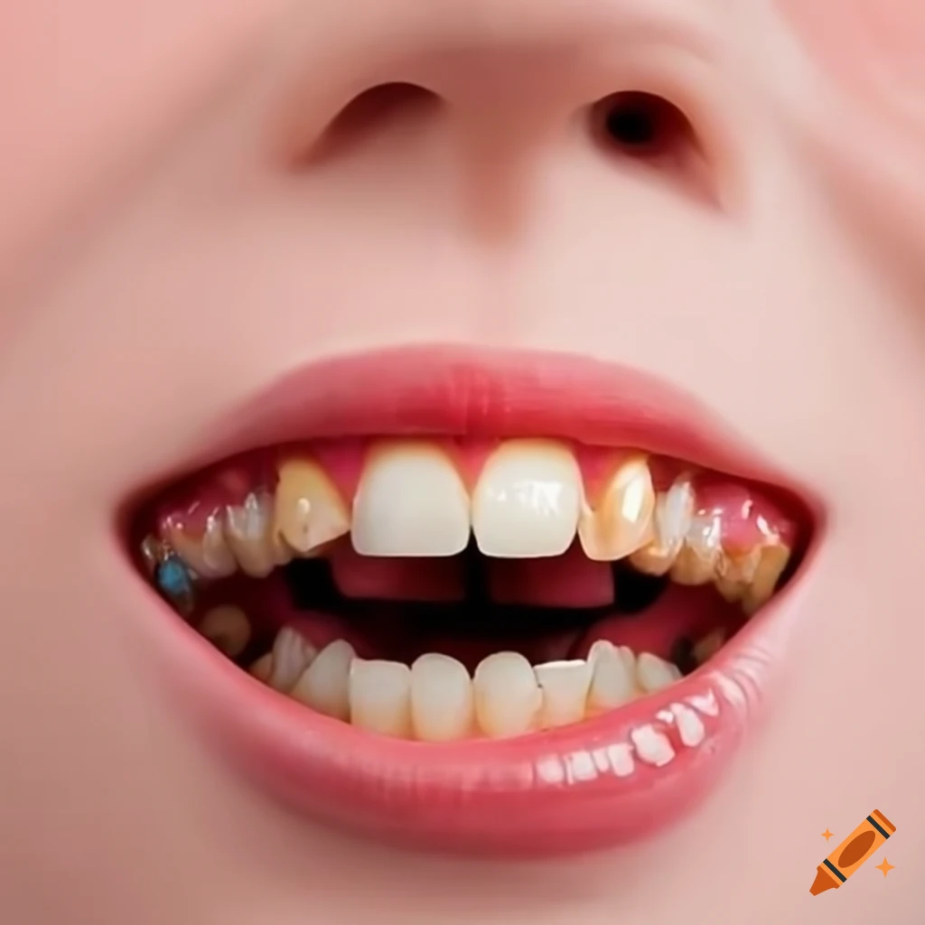 Close-up of teeth getting ready to chew gum on Craiyon